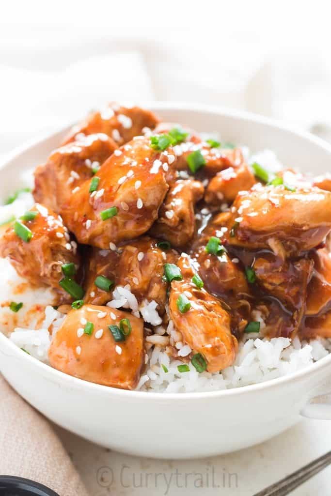 Healthier Instant Pot General Tso Chicken Recipe (with Video) - CurryTrail