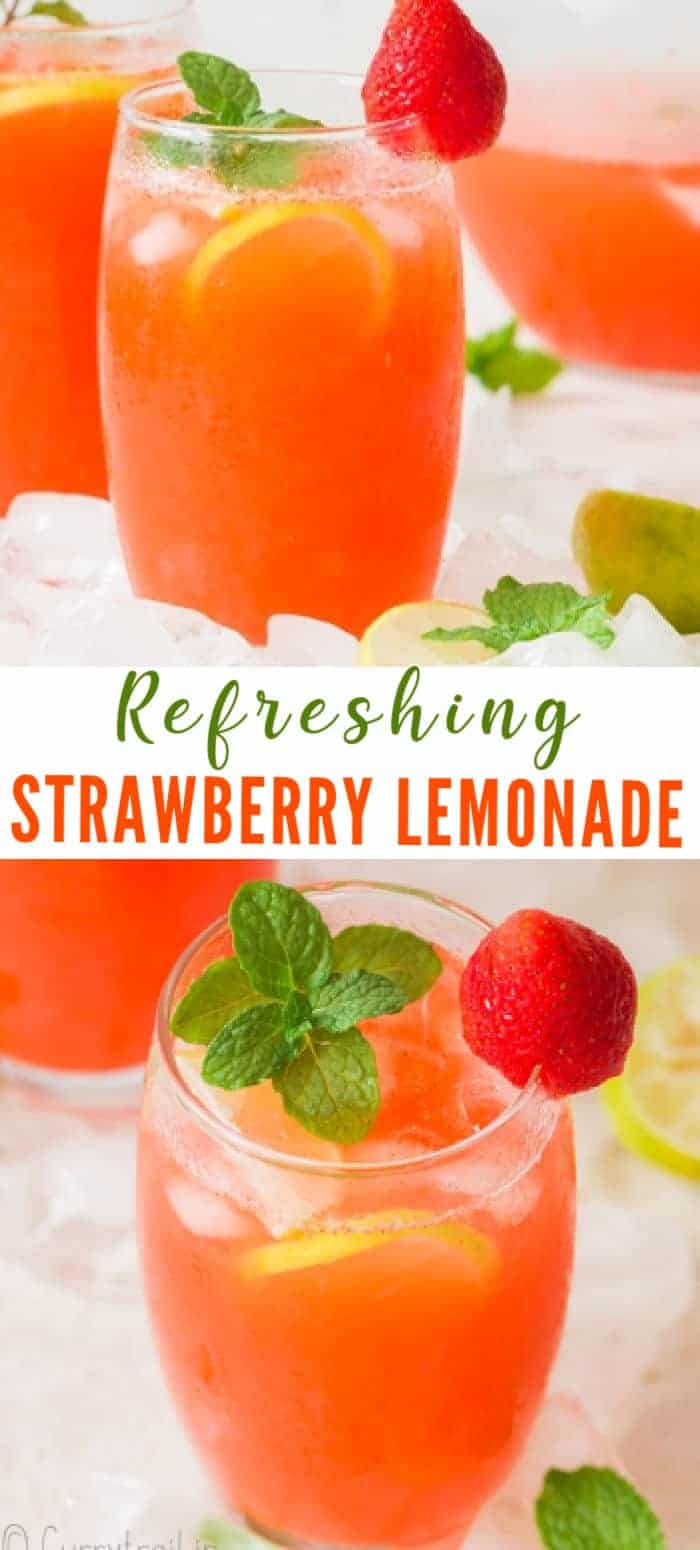 Homemade Fresh Strawberry Lemonade Recipe - CurryTrail