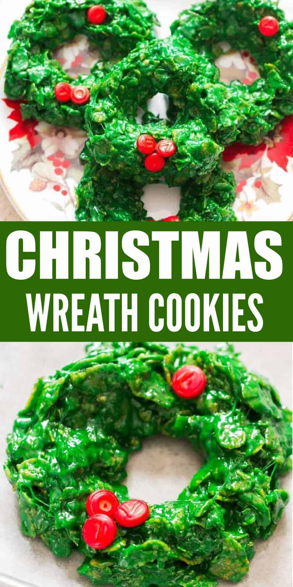 No-Bake Christmas Wreath Cookies - CurryTrail