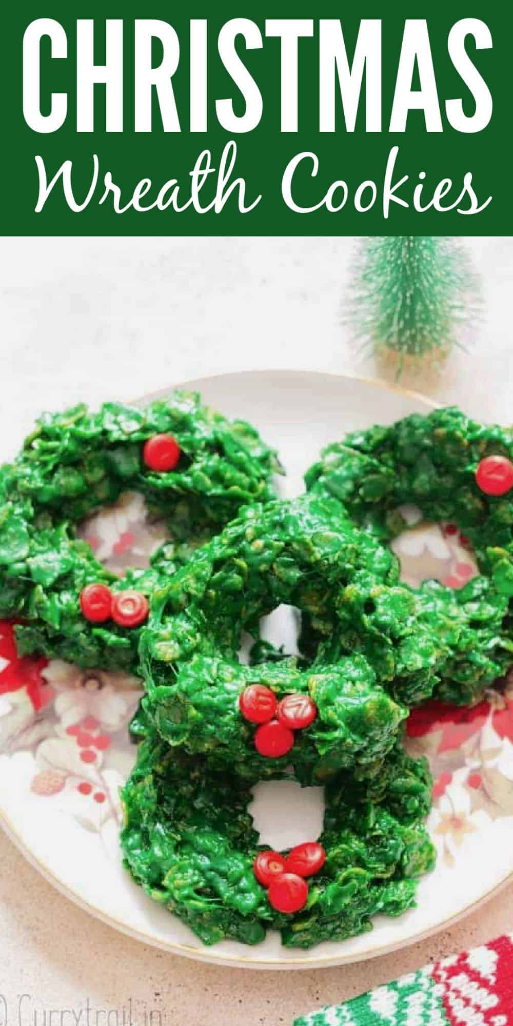 No-Bake Christmas Wreath Cookies - CurryTrail