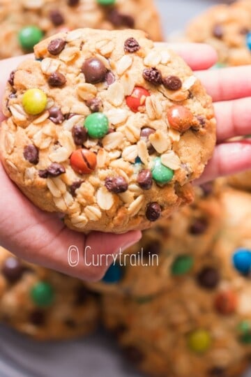 Easy Monster Cookies (Thick, chewy edges, soft inside) - Curry Trail