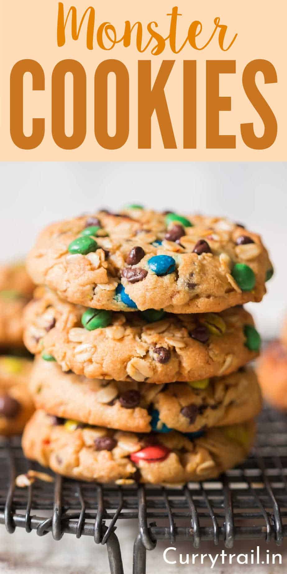 Easy Monster Cookies (Thick, chewy edges, soft inside) - Curry Trail
