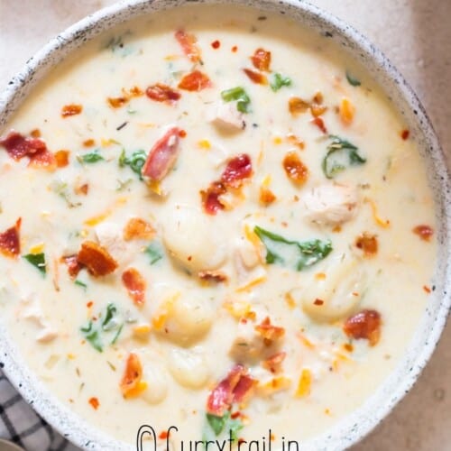 Chicken Gnocchi Soup with Bacon- Curry Trail