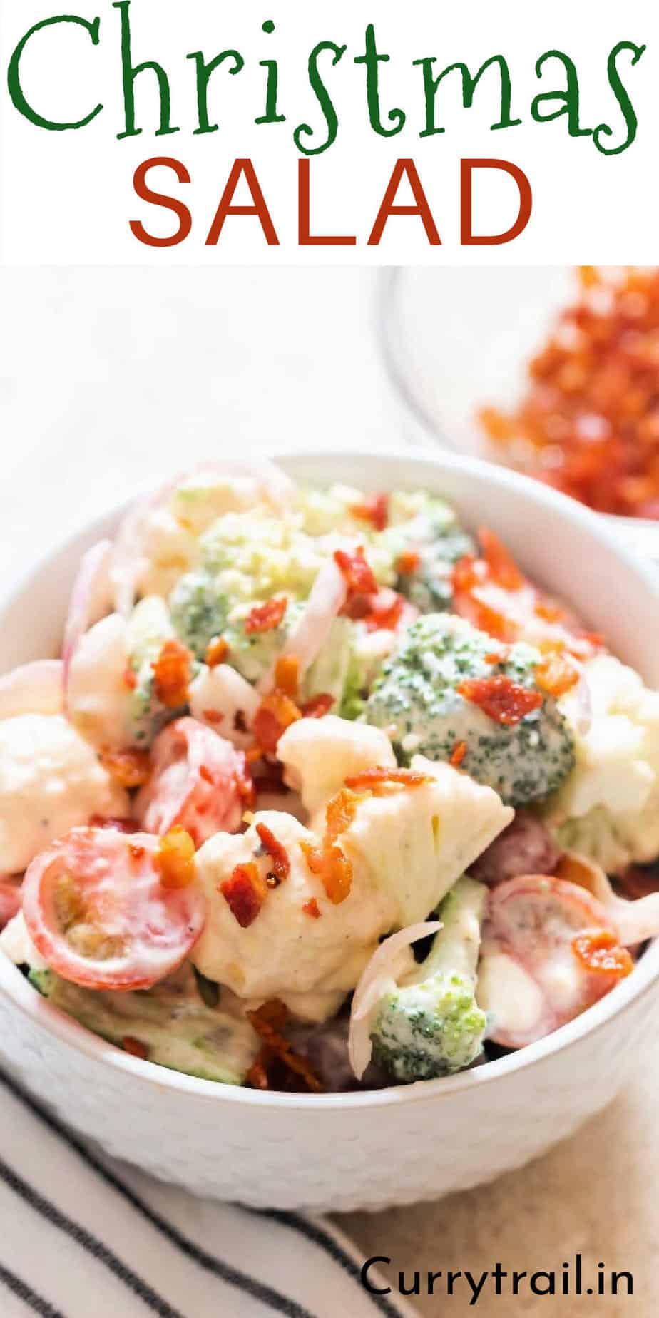 Christmas Salad (Sweet Broccoli Cauliflower Salad) - Curry Trail