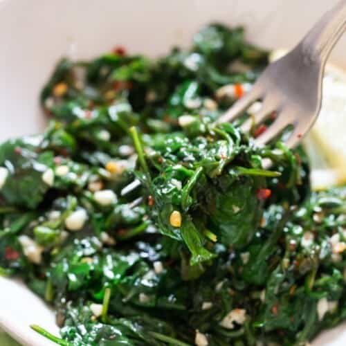 Lemony Garlic Sautéed Spinach- Curry Trail