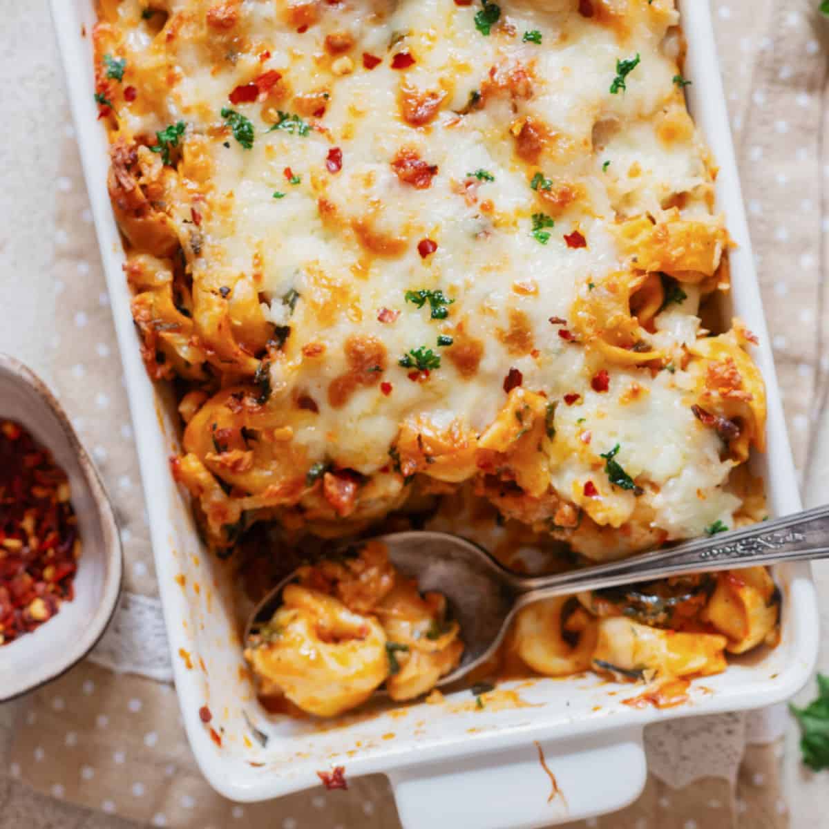 Easy Baked Tortellini with Italian Sausage - Curry Trail