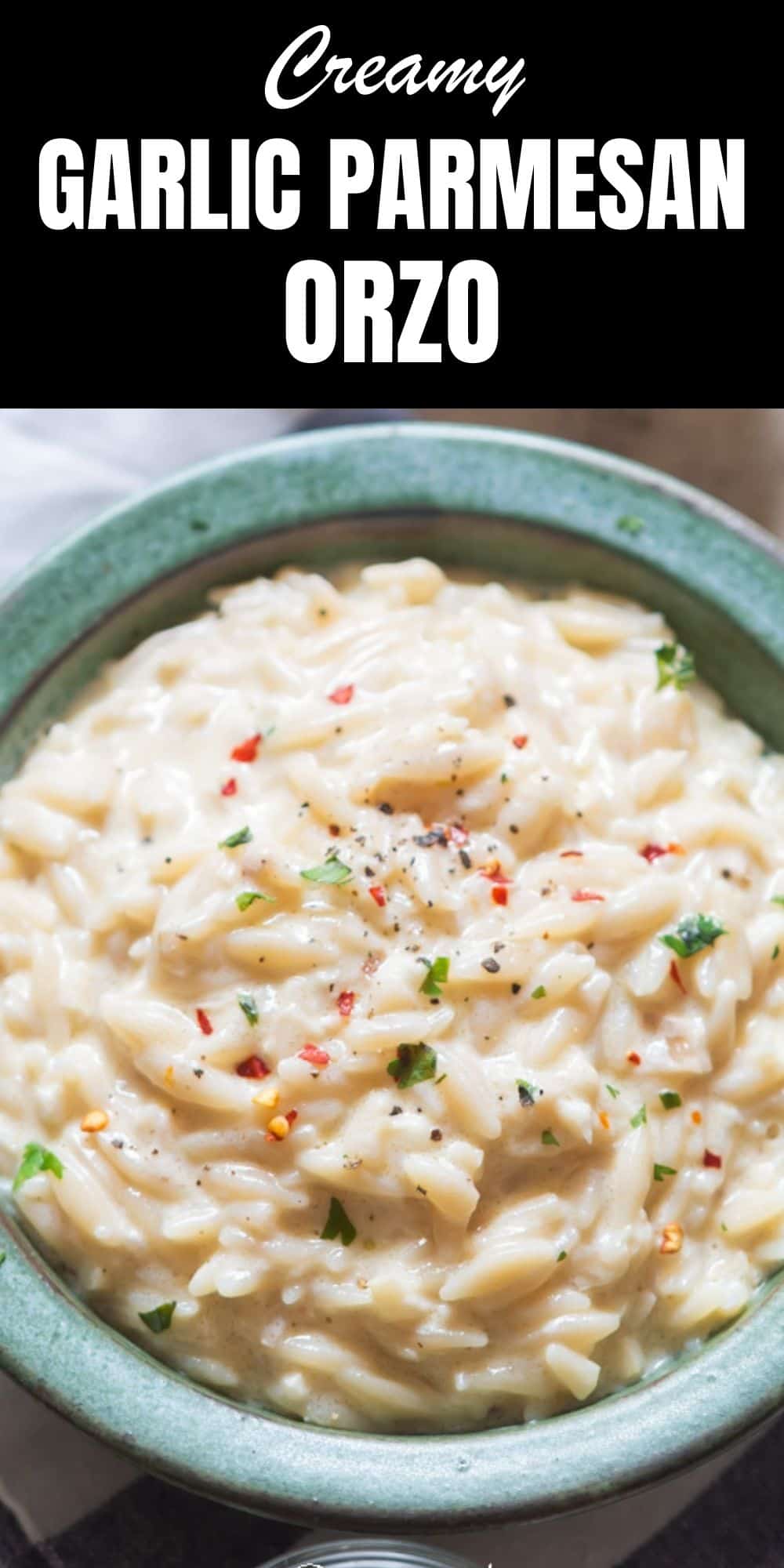 Creamy Garlic Parmesan Orzo - Curry Trail